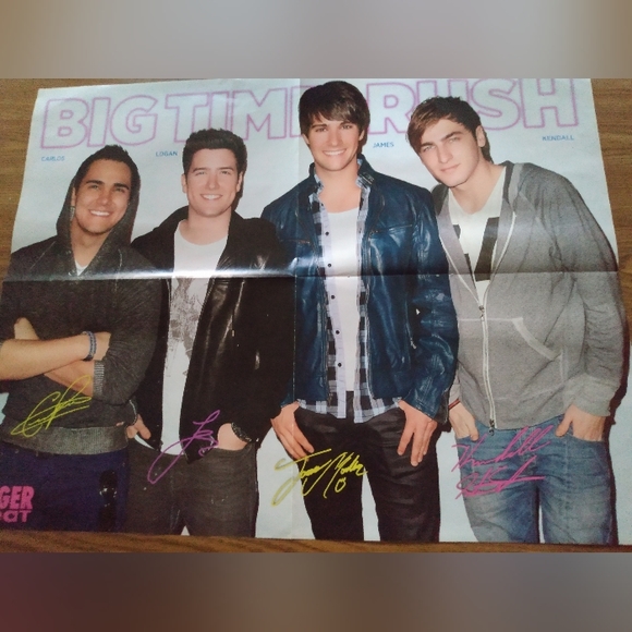 Big Time Rush | Art | Big Time Rush Tiger Beat Signed Poster | Poshmark